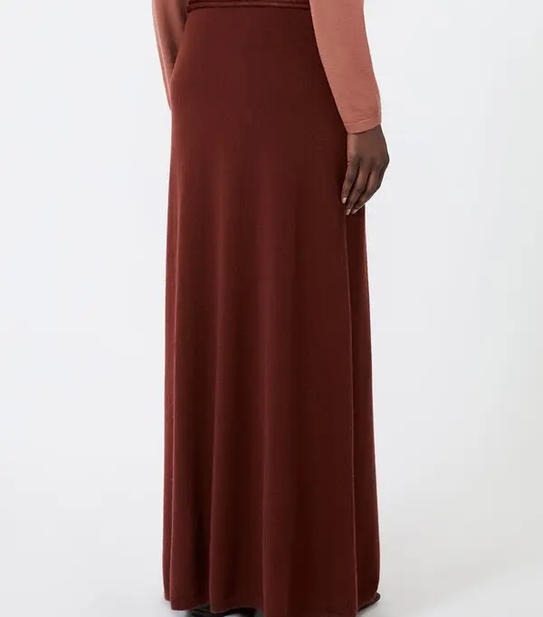 Max Mara Cashmere Maxi Skirt With Tie Belt - Burgundy