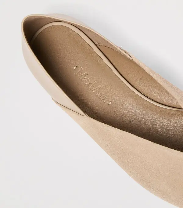 Max Mara Suede Leather-trim Ballet Flats