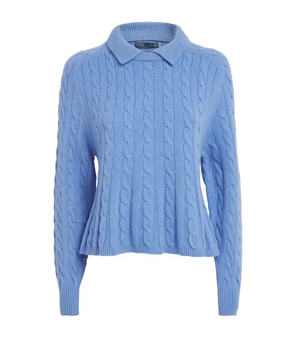 Polo Ralph Lauren Wool-cashmere Peplum Sweater - Blue