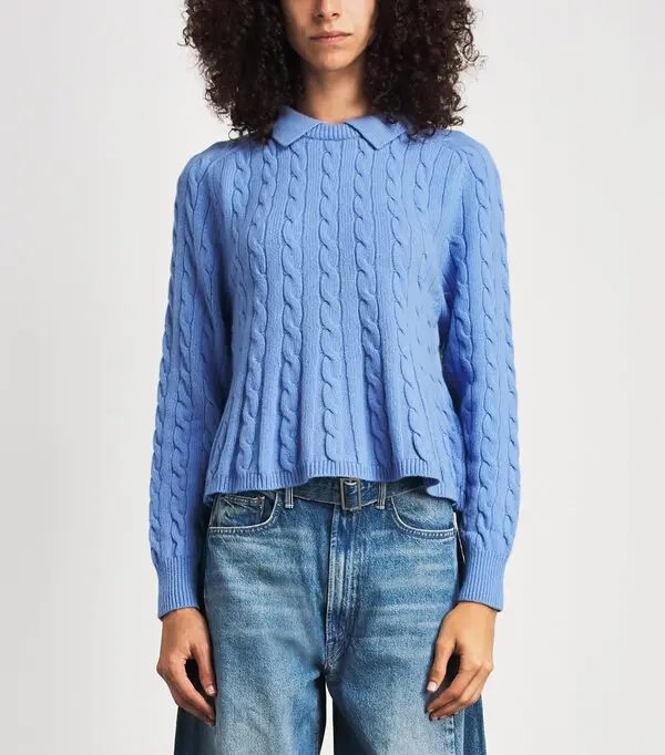 Polo Ralph Lauren Wool-cashmere Peplum Sweater - Blue