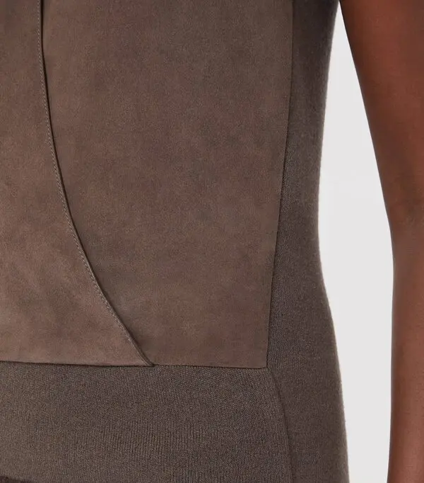 Max Mara Wool-cashmere-lamb Suede Sleeveless Wrap Waistcoat