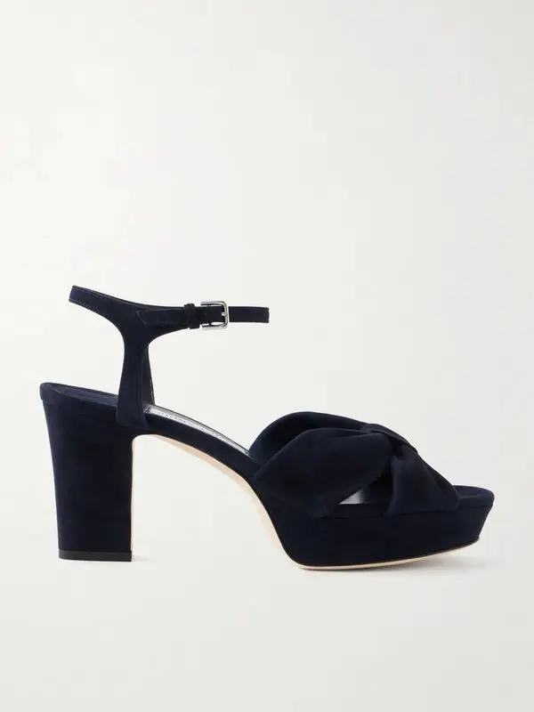 JIMMY CHOO Heloise 80 Suede Sandals - Blue