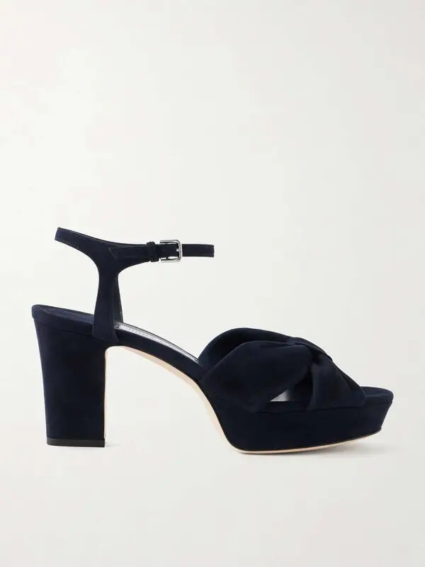 JIMMY CHOO Heloise 80 Suede Sandals - Navy