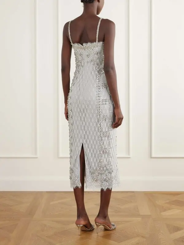 Costarellos Leona Crystal-embellished Lace Gown