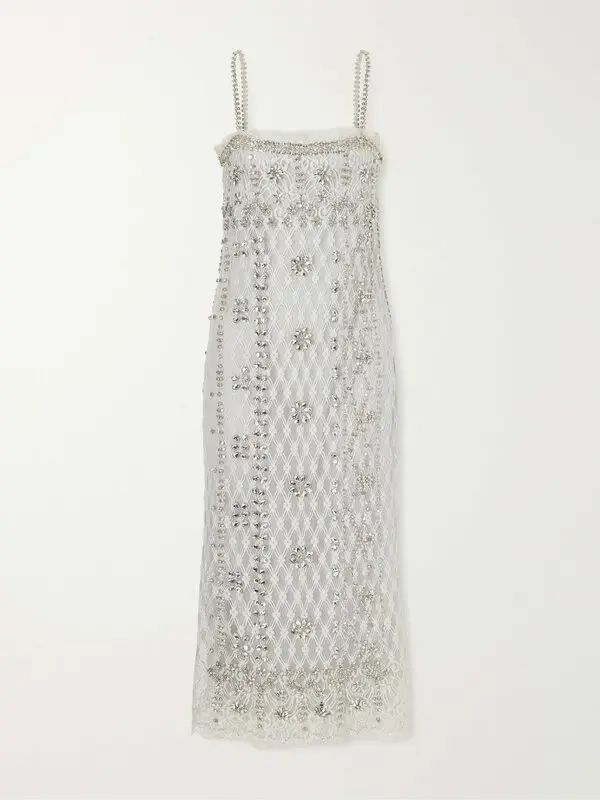 Costarellos Leona Crystal-embellished Lace Gown - Gray