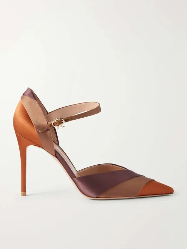 GIANVITO ROSSI 95 Crepe-satin Pumps - Brown