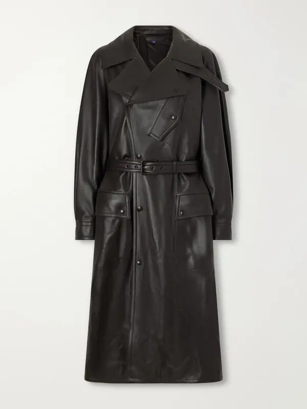 Ralph Lauren Belted Leather Coat - Black