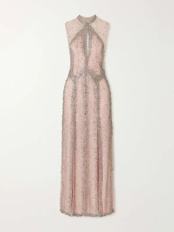 Costarellos Serena Crystal-embroidered Tulle Gown - Pink