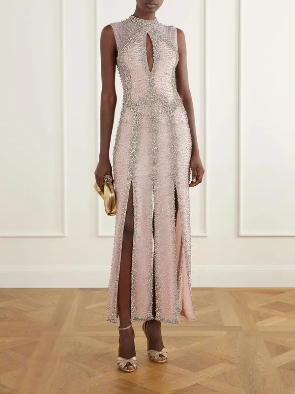 Costarellos Serena Crystal-embroidered Tulle Gown