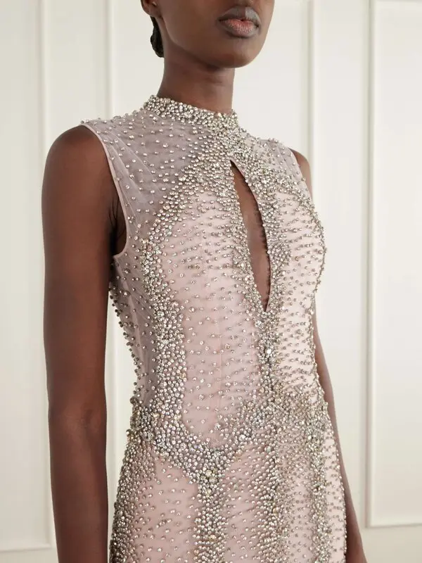 Costarellos Serena Crystal-embroidered Tulle Gown