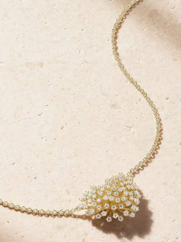 SYDNEY EVAN Burst Flower Heart 14-karat Diamond Necklace - Gold