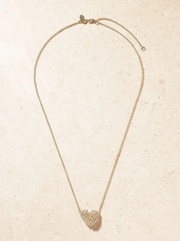 SYDNEY EVAN Burst Flower Heart 14-karat Diamond Necklace