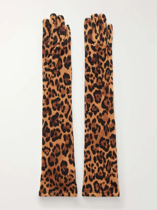 Anna Sui Leopard-print Stretch-jersey Gloves