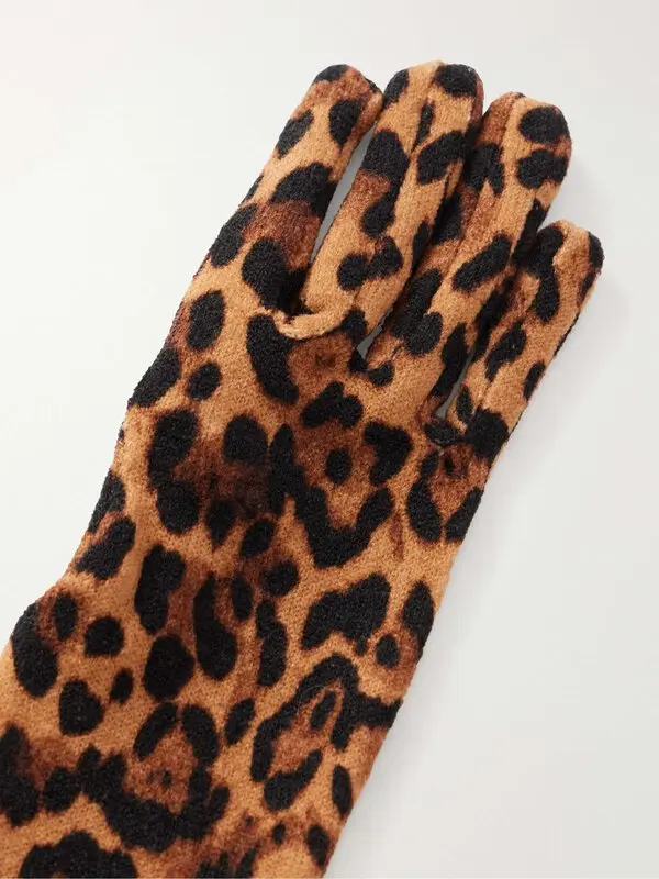 Anna Sui Leopard-print Stretch-jersey Gloves