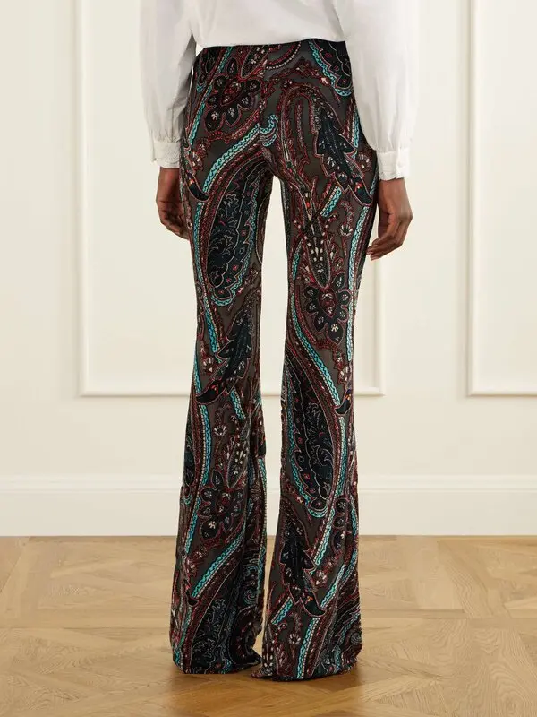 Etro Paisley-appliquéd Mesh Flared Pants