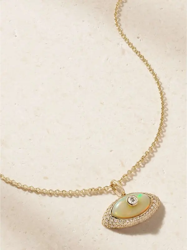 SYDNEY EVAN Large Opal Eye 14-karat Diamond Necklace - Gold