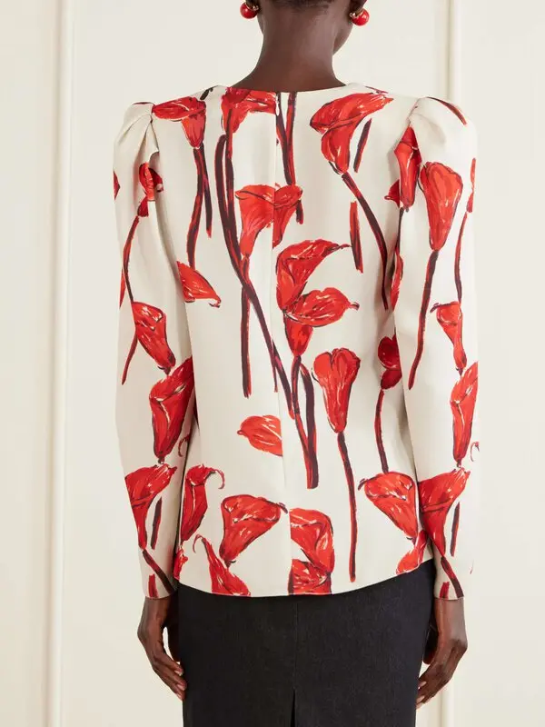 Carolina Herrera Floral-print Cady Blouse