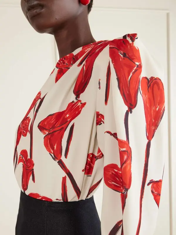 Carolina Herrera Floral-print Cady Blouse