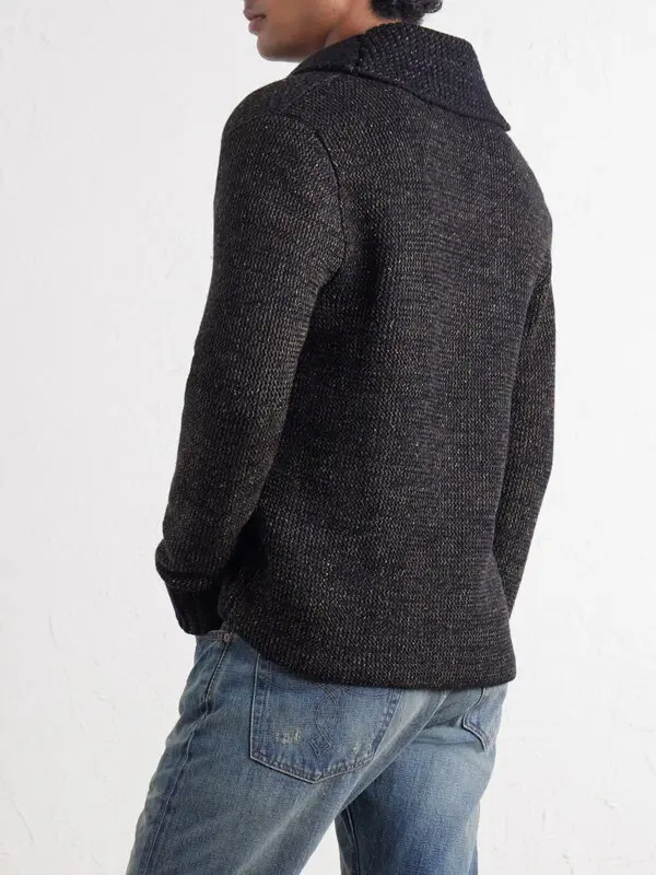 Ralph Lauren Shawl Collar Mélange Wool, Cotton & Silk Blend Cardigan