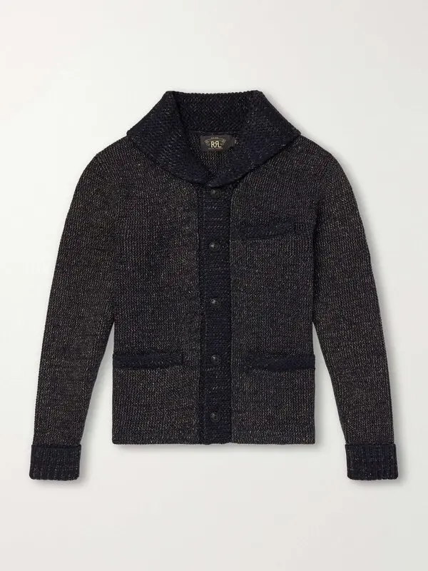 Ralph Lauren Shawl-collar Mélange Wool, Cotton And Silk-blend Cardigan