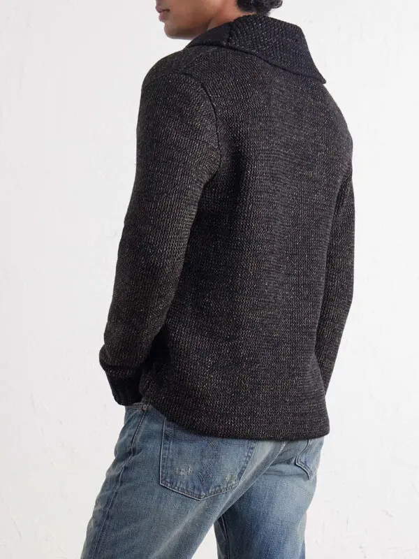 Ralph Lauren Shawl-collar Mélange Wool, Cotton And Silk-blend Cardigan