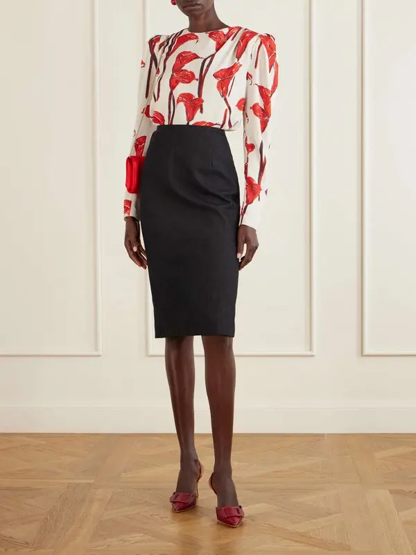 Carolina Herrera Denim Midi Skirt