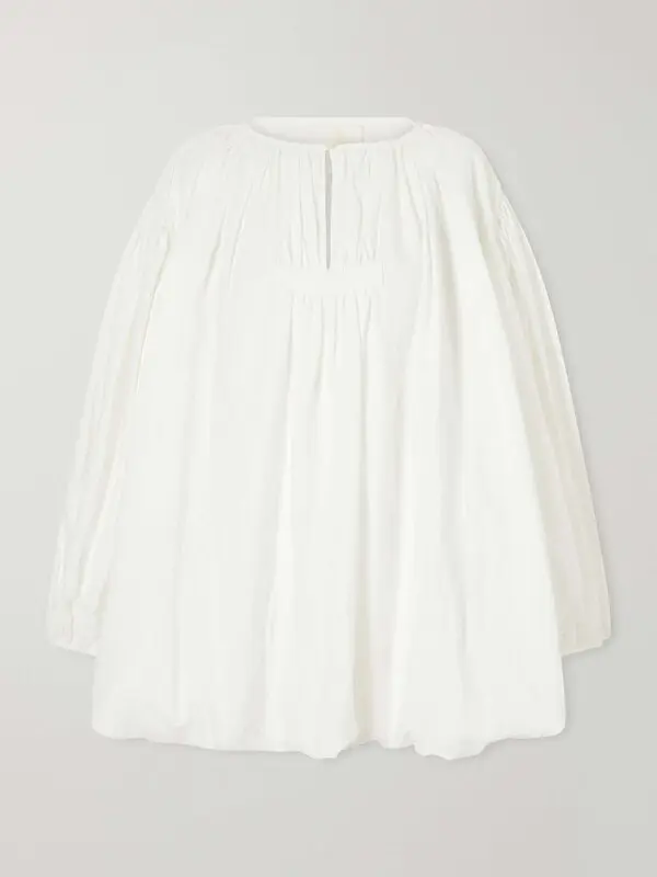 LES VACANCES D'IRINA Cloud Gathered Linen Balloon Mini Dress