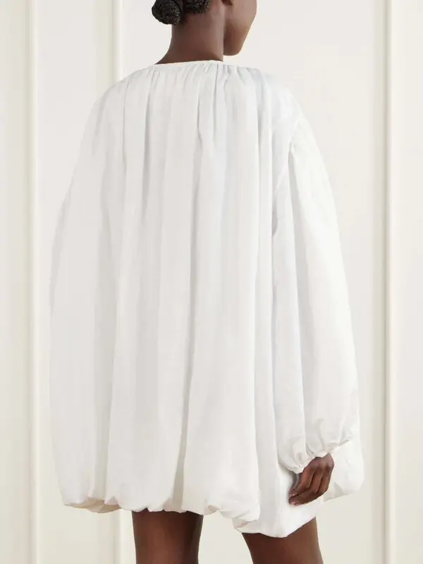 LES VACANCES D'IRINA Cloud Gathered Linen Balloon Mini Dress