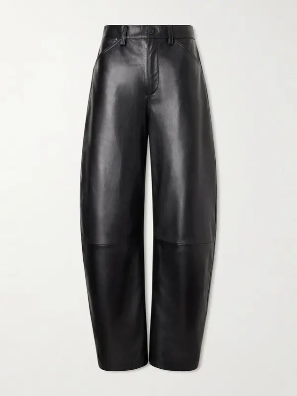 NILI LOTAN Tribeca Leather Wide-leg Pants - Black