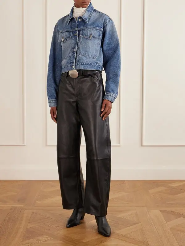 NILI LOTAN Tribeca Leather Wide-leg Pants