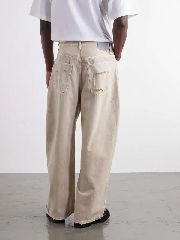 Balenciaga Wide-leg Distressed Paint-splattered Jeans