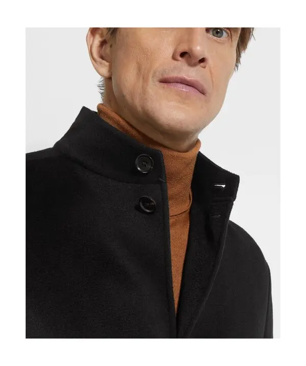 Zegna Buttoned Straight Hem Jacket With Leather Pocket Details