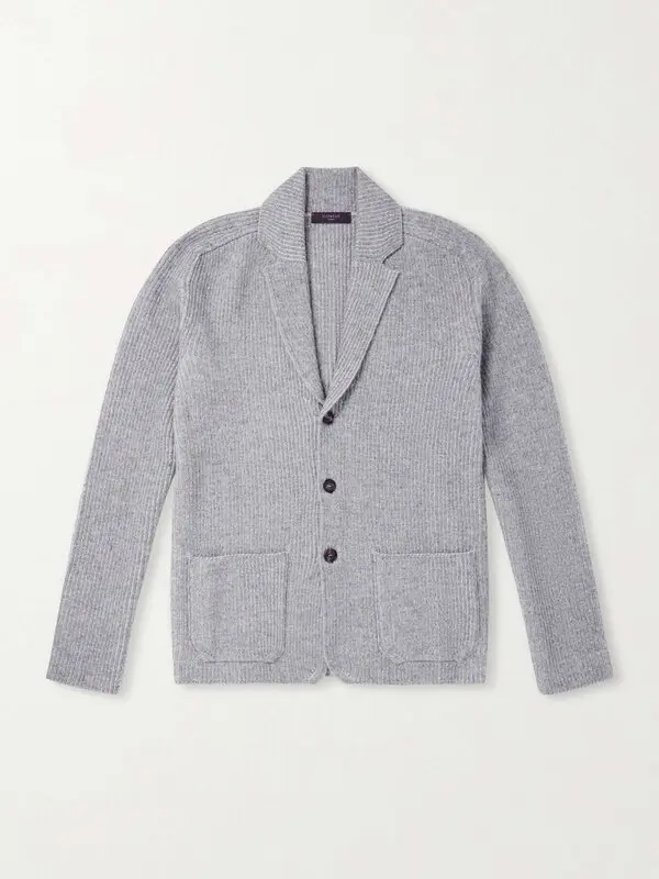 SLOWEAR Single-breasted Ribbed Virgin Wool Blazer