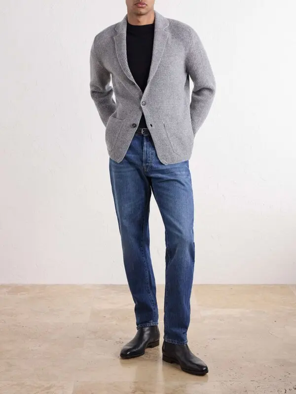 SLOWEAR Single-breasted Ribbed Virgin Wool Blazer