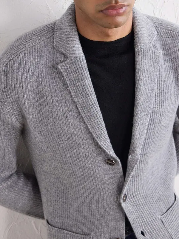 SLOWEAR Single-breasted Ribbed Virgin Wool Blazer