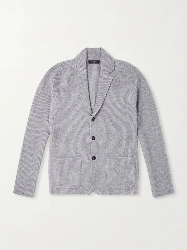 SLOWEAR Single-breasted Ribbed Virgin Wool Blazer - Gray