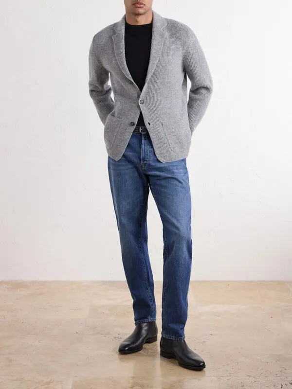 SLOWEAR Single-breasted Ribbed Virgin Wool Blazer - Gray