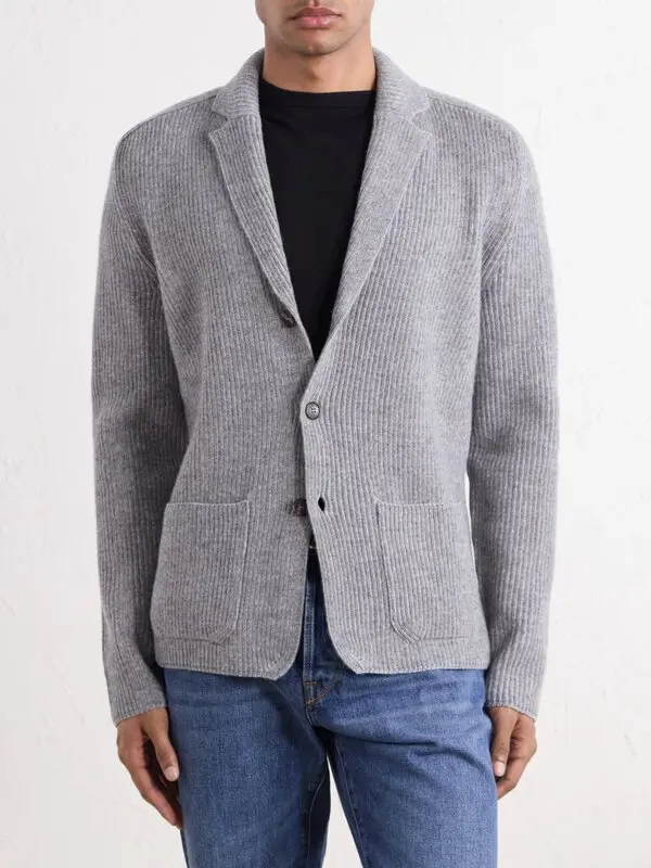SLOWEAR Single-breasted Ribbed Virgin Wool Blazer - Gray