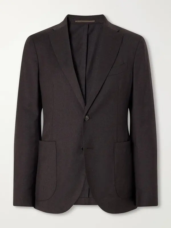 SLOWEAR Wool-blend Flannel Suit Jacket - Brown
