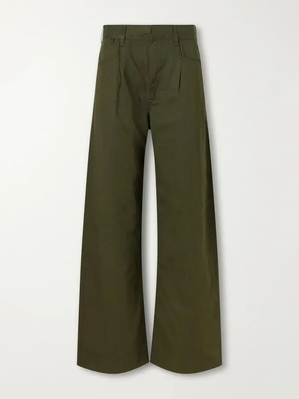 Citizens Of Humanity Velha Cotton And Linen-blend Wide-leg Pants - Green