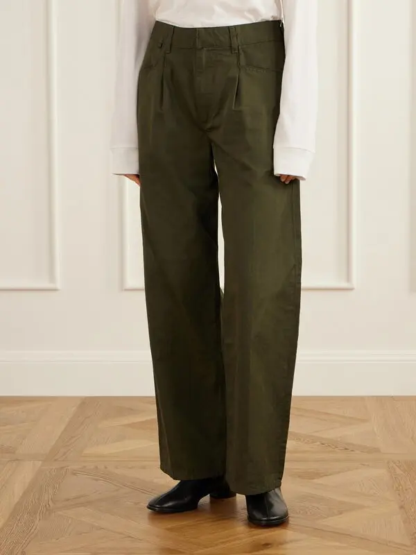 Citizens Of Humanity Velha Cotton And Linen-blend Wide-leg Pants - Green