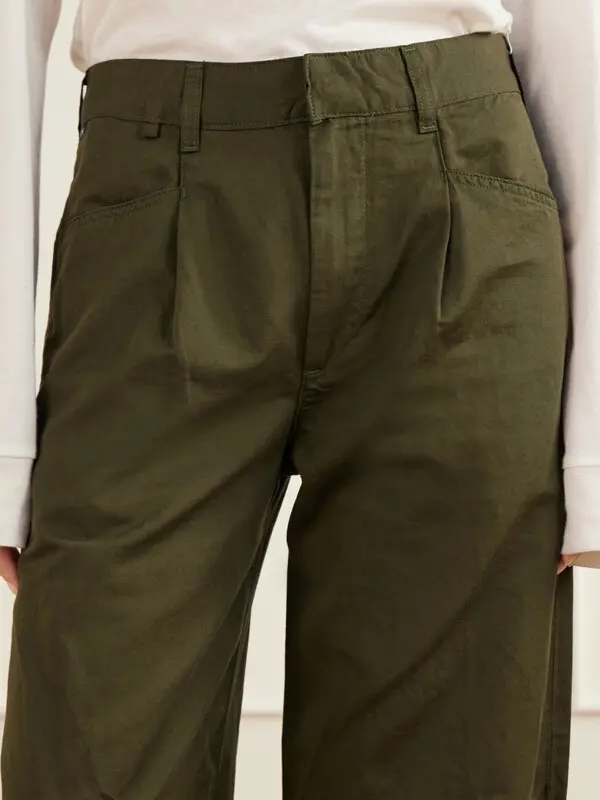 Citizens Of Humanity Velha Cotton And Linen-blend Wide-leg Pants - Green