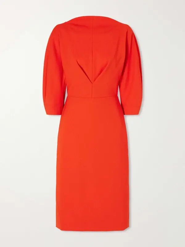 Carolina Herrera Sheath Cinched Stretch-wool Midi Dress - Red