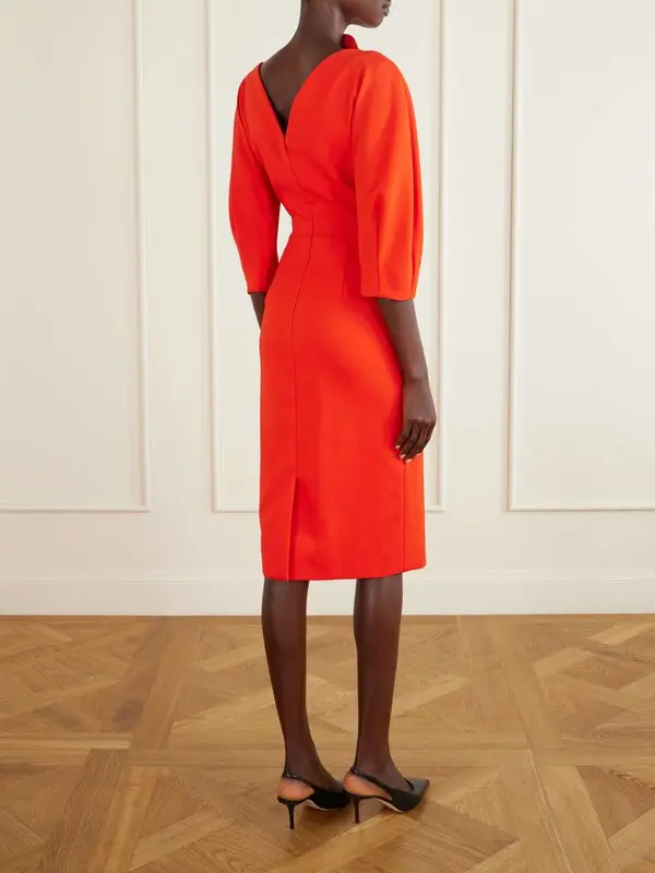 Carolina Herrera Sheath Cinched Stretch-wool Midi Dress