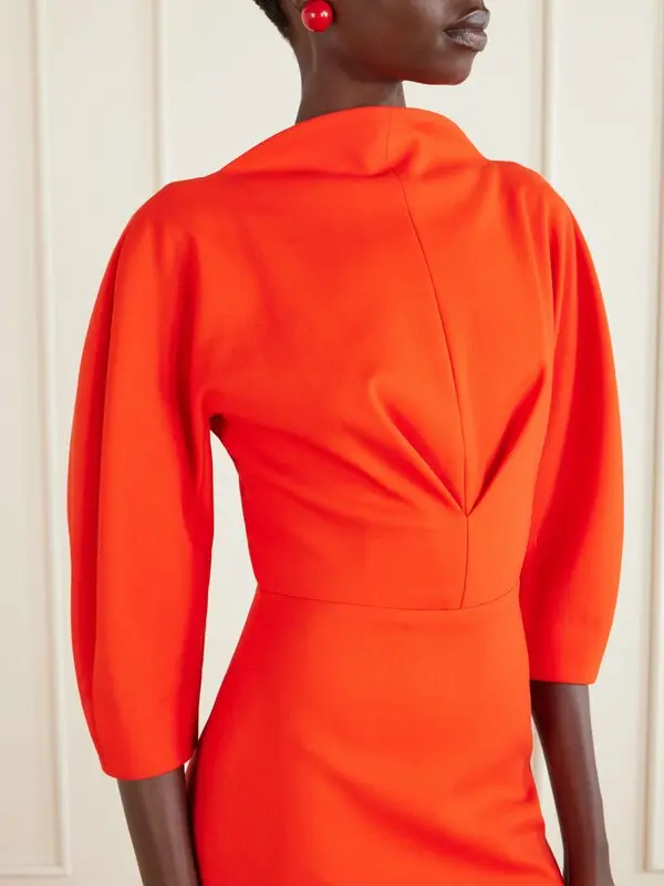Carolina Herrera Sheath Cinched Stretch-wool Midi Dress