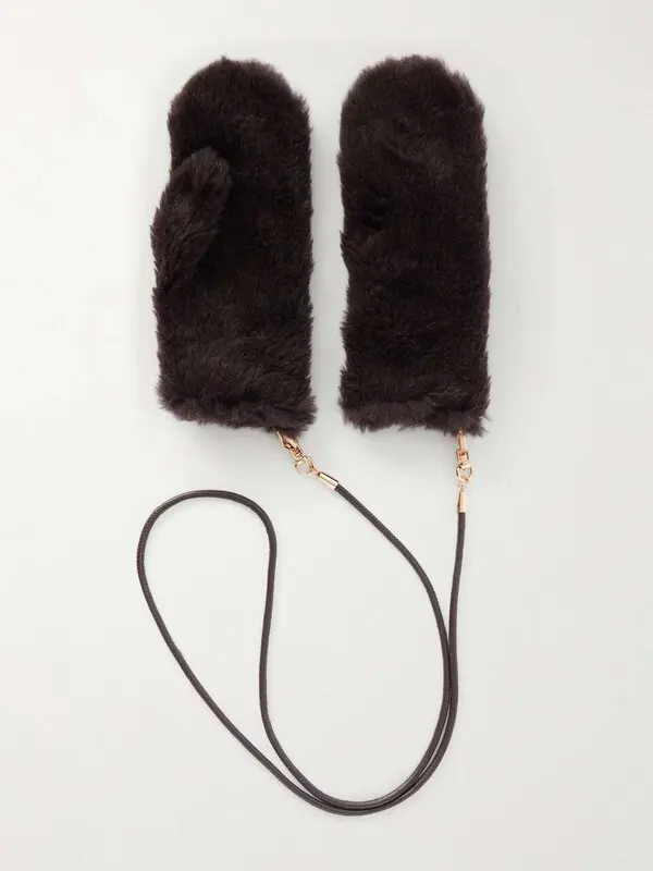 Max Mara Ombrato Strap-detailed Alpaca, Wool And Silk-blend Gloves