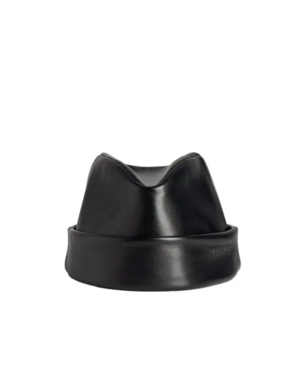 Balenciaga Leather Beanie - Black
