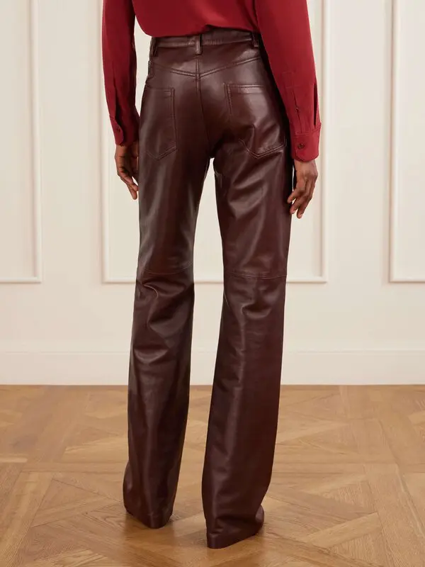 NILI LOTAN Joan Leather Straight-leg Pants
