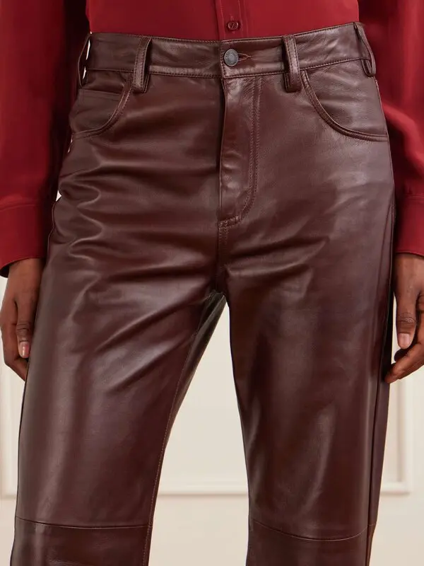 NILI LOTAN Joan Leather Straight-leg Pants