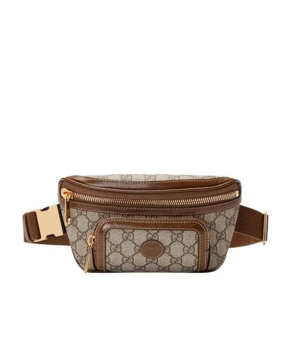 Gucci Interlocking G Logo Monogram Belt Bag - Brown